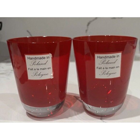 Handmade | Dining | Vintage Handmade In Poland Ruby Red Glass Set Of 2 ...